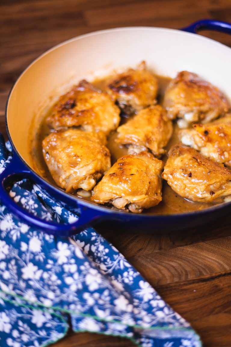 Cider-Miso Braised Chicken Thighs - Katie Button